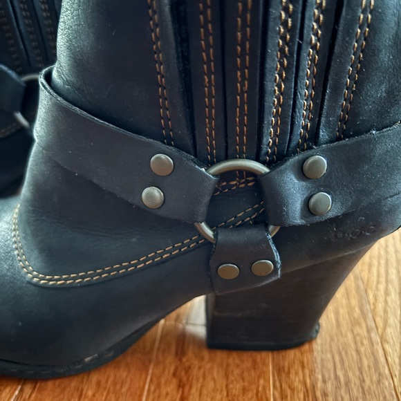 Born | Shoes | Black Leather Ankle Boots Country Western Motorcycle ...
